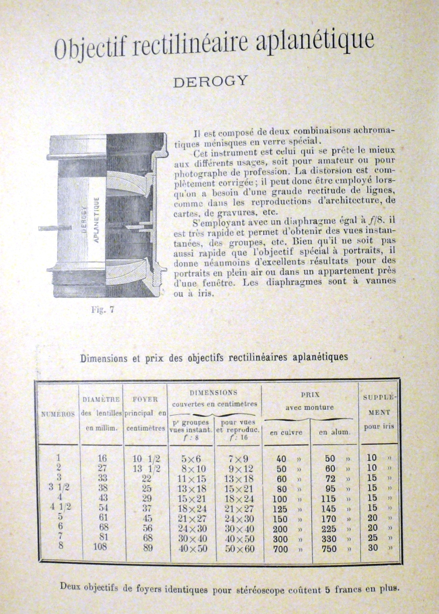 Objectif Aplanétique N°4 DEROGY - Antiq Photo