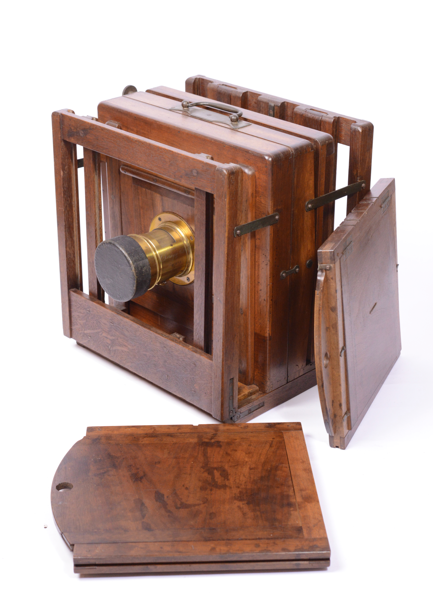 Chambre collodion. Objectif DEROGY. Plaque format 18x24 - Antiq Photo